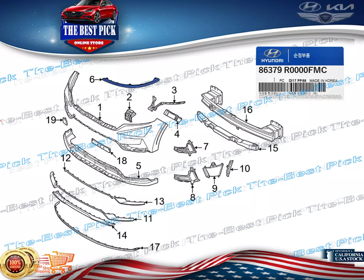 ⭐GENUINE⭐ Garnish-Rad Upr No.2 For 2022-2024 Kia Carnival 86379R0000FM ...