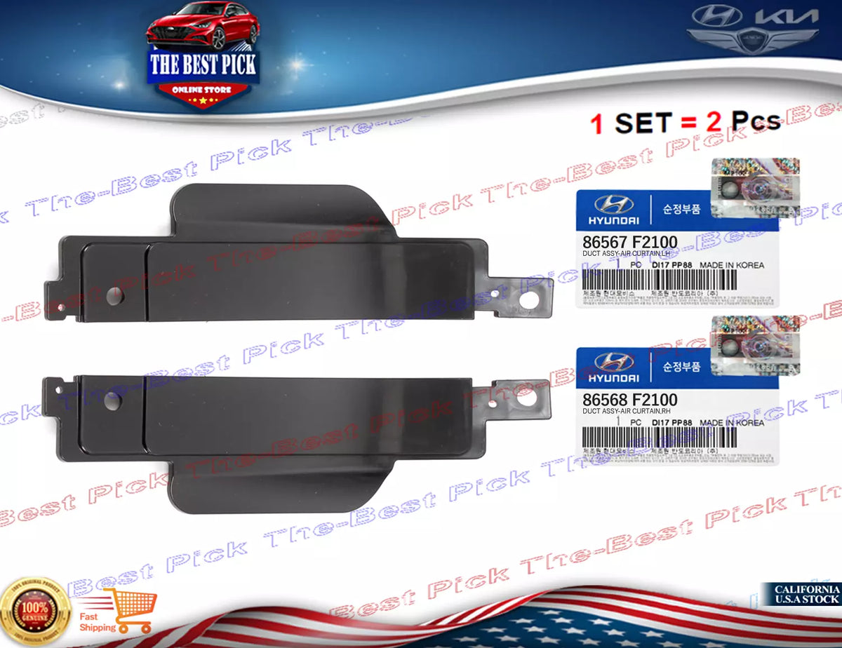 ⭐GENUINE⭐ Front Bumper Air Curtain Ducts LEFT + RIGHT for 17-18 Hyunda ...